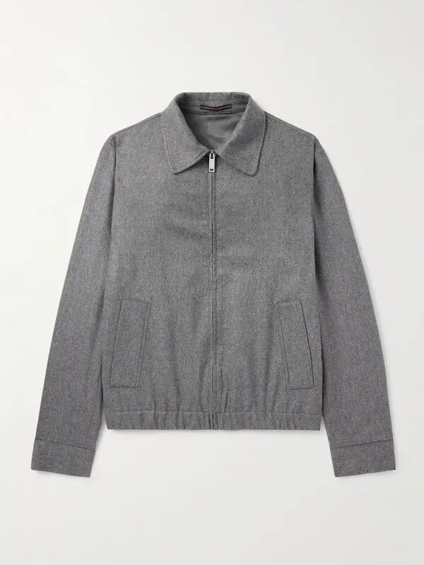 SLOWEAR Brushed Wool-blend Flannel Bomber Jacket - Gray