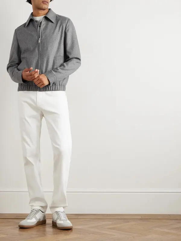 SLOWEAR Brushed Wool-blend Flannel Bomber Jacket - Gray