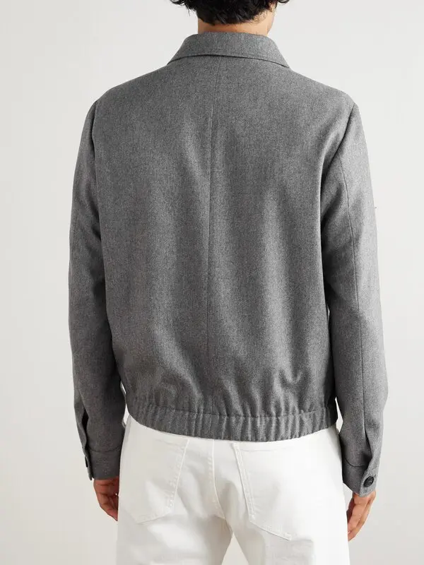 SLOWEAR Brushed Wool-blend Flannel Bomber Jacket - Gray