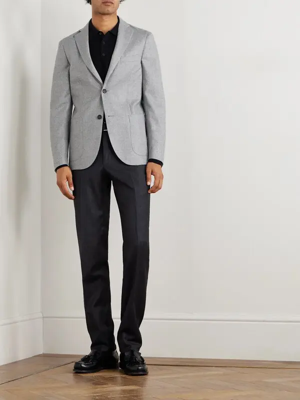 SLOWEAR Slim-fit Herringbone Wool Blazer
