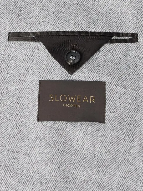 SLOWEAR Slim-fit Herringbone Wool Blazer