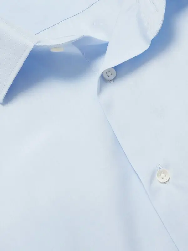 Canali Cutaway-collar Cotton-poplin Shirt - Blue