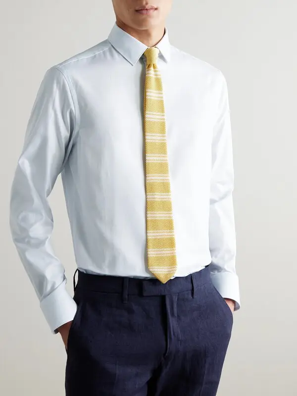 Canali Herringbone Cotton Shirt