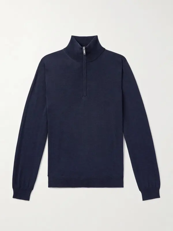 SLOWEAR Incotex Zanone Flexwool Half-zip Sweater - Blue