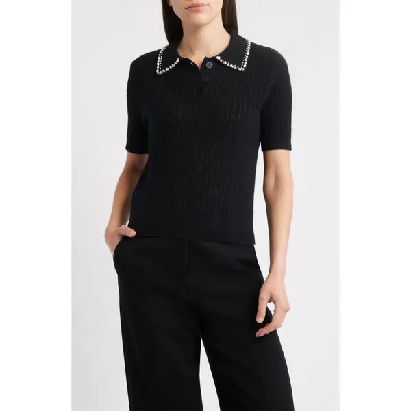 Elie Tahari Stevie Cashmere Polo Sweater - Noir