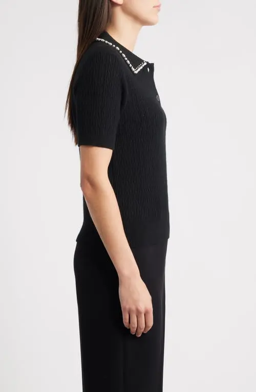 Elie Tahari Stevie Cashmere Polo Sweater - Noir