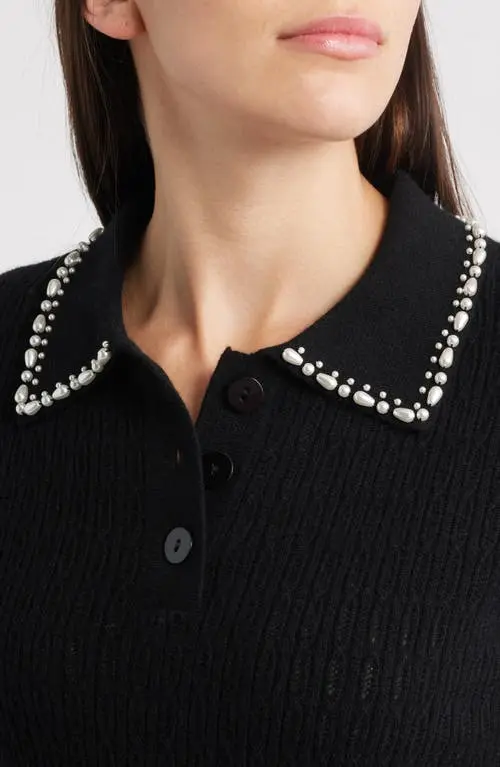 Elie Tahari Stevie Cashmere Polo Sweater - Noir
