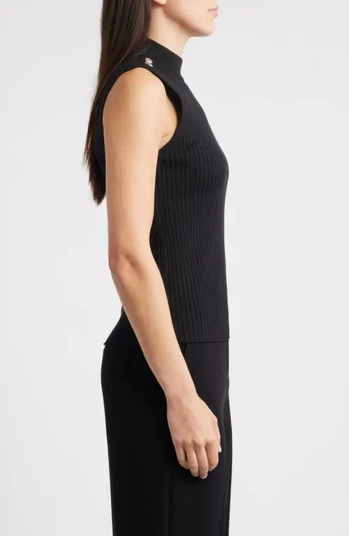 Elie Tahari Suri Sleeveless Mock Neck Ribbed Top