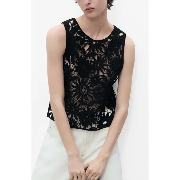 Mango Floral Lace Tank Top