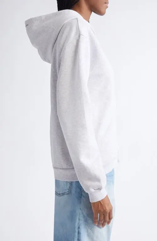 Acne Studios Fleece Zip Hoodie With Embroidered Face Patch - Pale Grey Melange