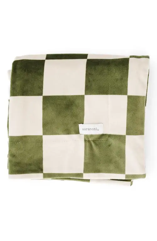 SARANONI Minky Stretch Blanket - Olive Checkered