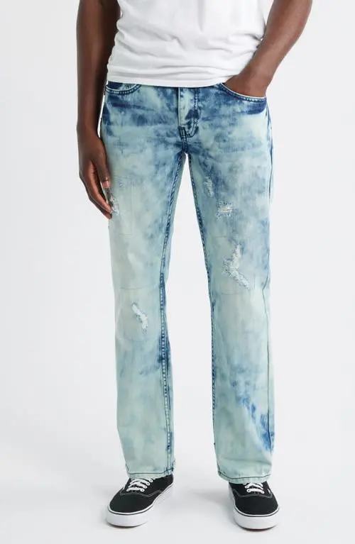 LEVEL 7 Distressed Slim Straight Leg Jeans - Blue
