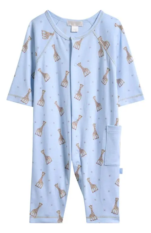 KISSY KISSY Sophie La Girafe Print Pima Cotton Romper - Light Blue
