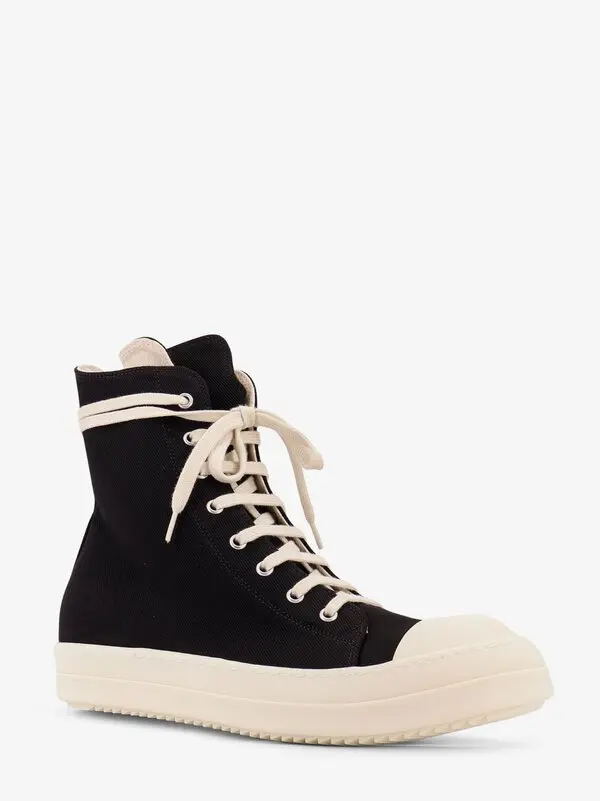 Rick Owens High Top Canvas Sneakers With Zip Closure