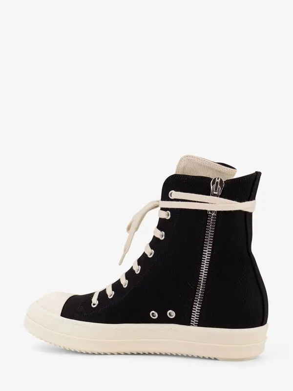 Rick Owens High Top Canvas Sneakers With Zip Closure