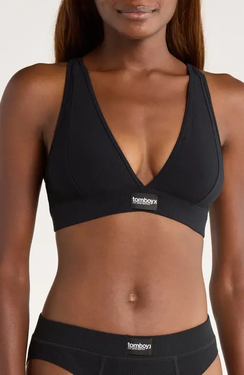TOMBOYX Rib Wireless Plunge Bra - Black