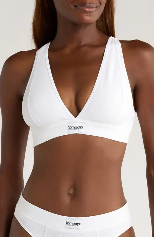 TOMBOYX Rib Wireless Plunge Bra - Bright White