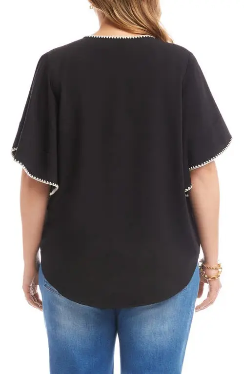 Karen Kane Edge Stitch Flutter Sleeve Top
