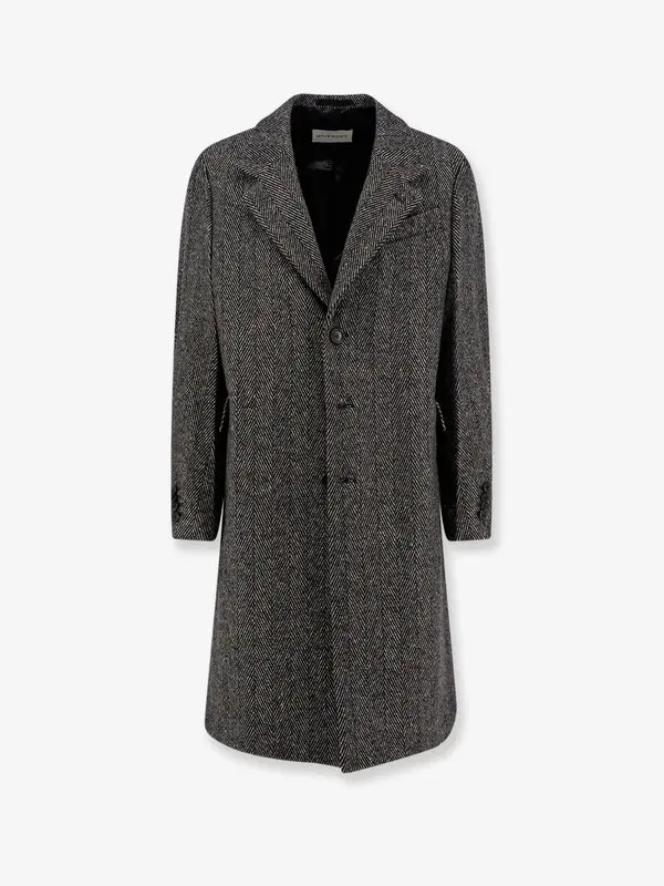 Givenchy Wool Blend Herringbone Coat - Grey