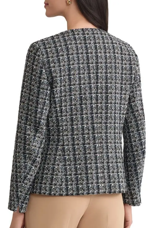 KASPER Tweed Collarless Blazer