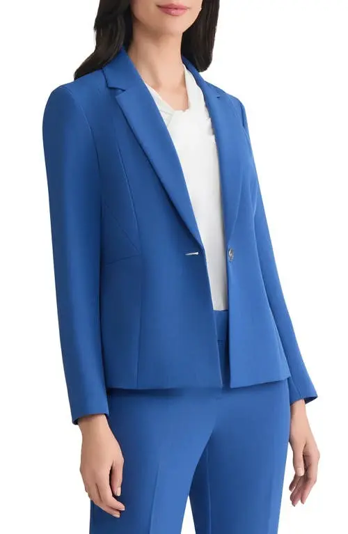 KASPER Stretch Crepe One-button Blazer - Blue Night