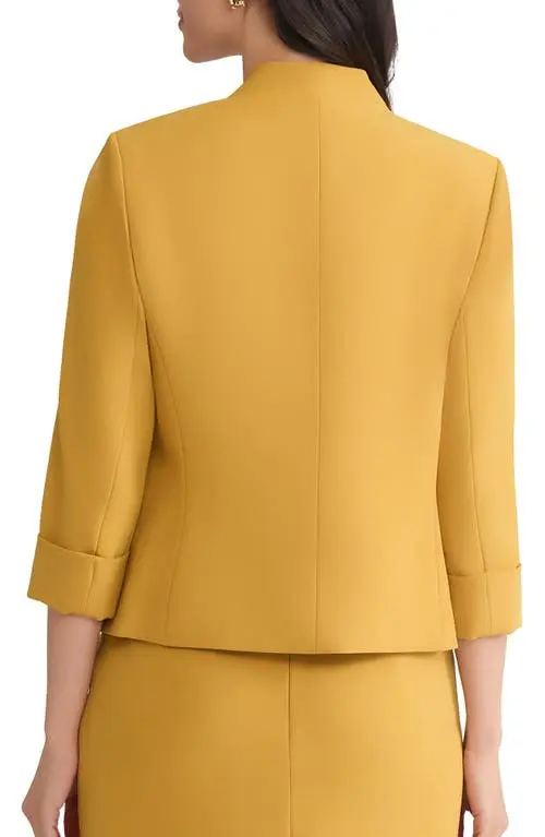 KASPER Zip Pocket Collarless Jacket - Maize