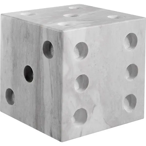 RENWIL Decorative Marble Dice Sculpture - White