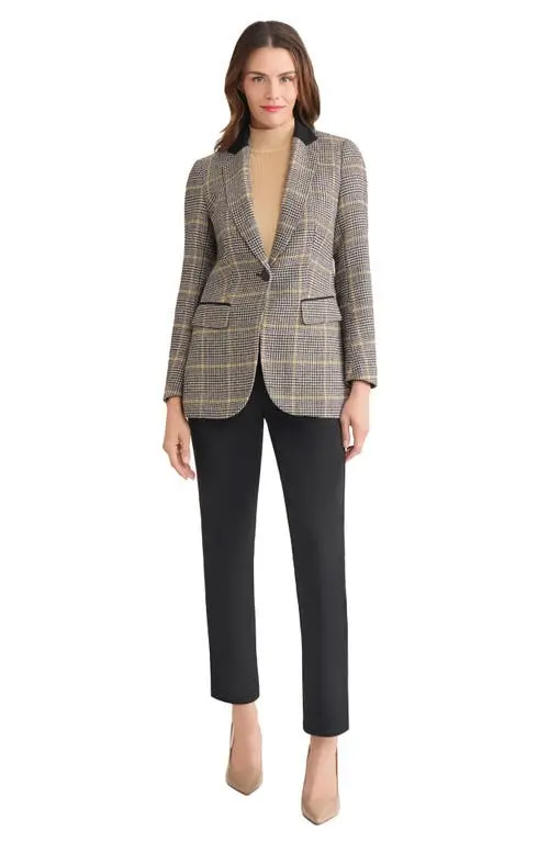Jones New York Plaid Elbow Patch Blazer