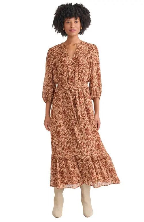 Jones New York Abstract Animal Print Tiered Midi Dress