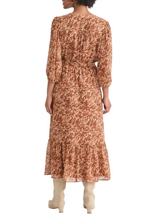 Jones New York Abstract Animal Print Tiered Midi Dress