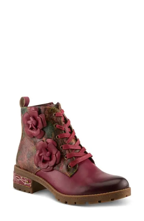 SPRING STEP SHOES Martinela Combat Boots - Bordeaux Multi