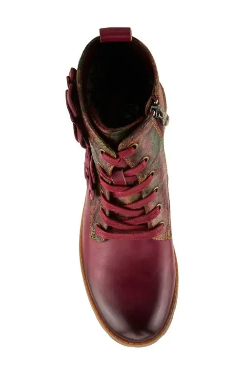 SPRING STEP SHOES Martinela Combat Boots - Bordeaux Multi