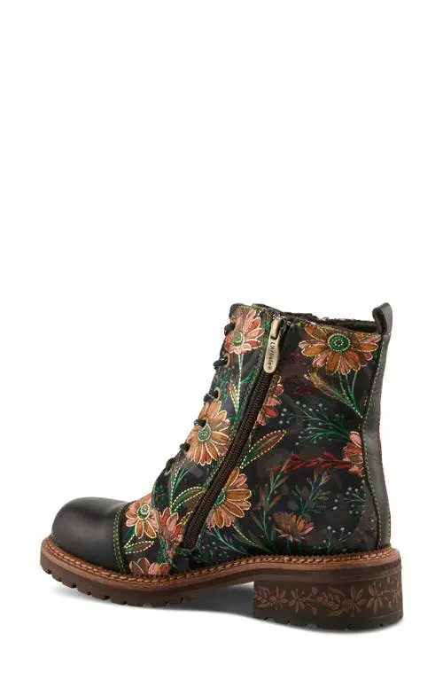 SPRING STEP SHOES Cordea Floral Lace-up Boots - Black Multi