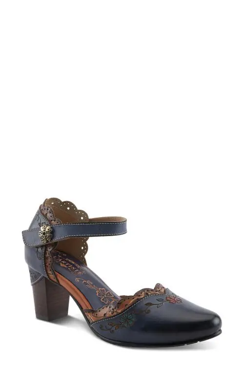 SPRING STEP SHOES Sayyes Ankle Strap Pumps - Navy Multi