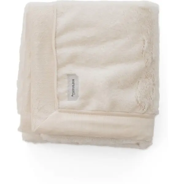 SARANONI Faux Fur Recieving Blanket - Natural