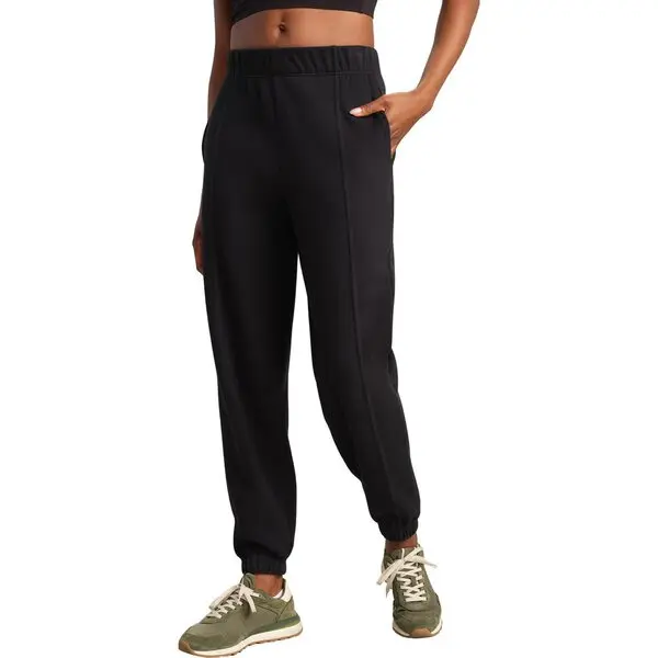 RHONE Signature Ribbed Joggers - Pure Black