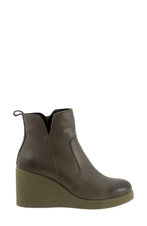 BUENO Laura Platform Wedge Bootie - Green Khaki