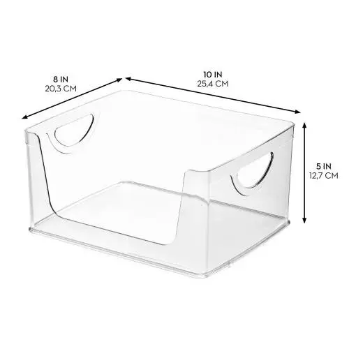 BASIC Stackable Open-front Storage Bins With Handles For Kitchen And Pantryset Of 4