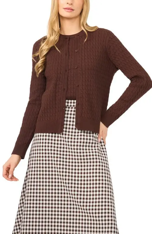 Halogen Cable Stitch Cotton Cardigan - Chicory Coffee