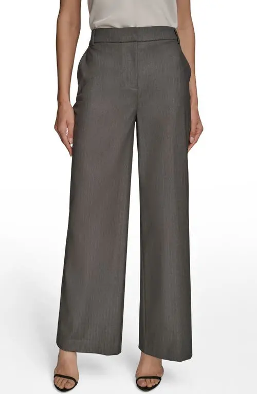 Donna Karan New York Flat Front Pinstripe Wide-leg Pants - Grey/silver