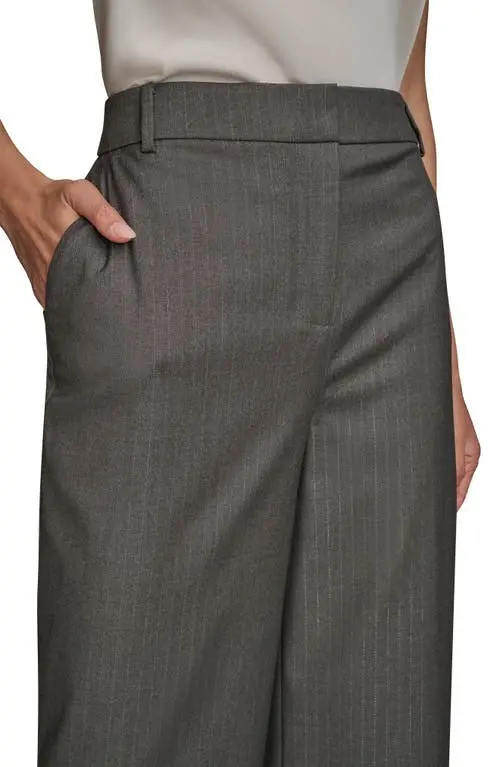 Donna Karan New York Flat Front Pinstripe Wide-leg Pants