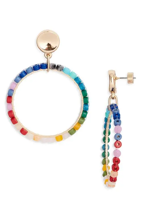 Nordstrom Beaded Hoop Drop Earrings - Bright Multi- Gold