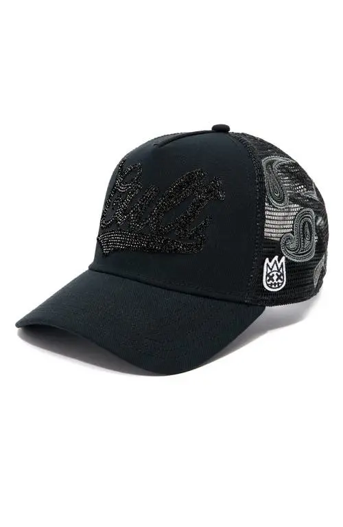 CULT OF INDIVIDUALITY Paisley Crystal Logo Trucker Hat - Black