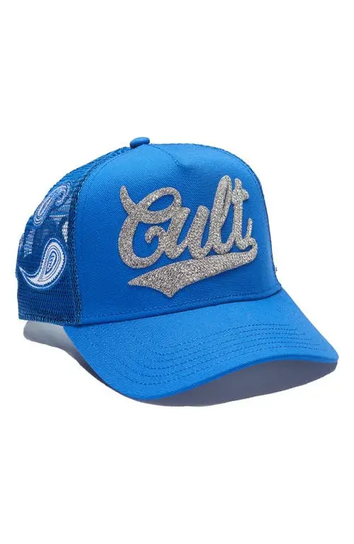 CULT OF INDIVIDUALITY Paisley Crystal Logo Trucker Hat - Royal Blue