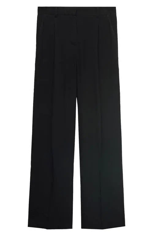 Mango Wide Leg Trousers - Black