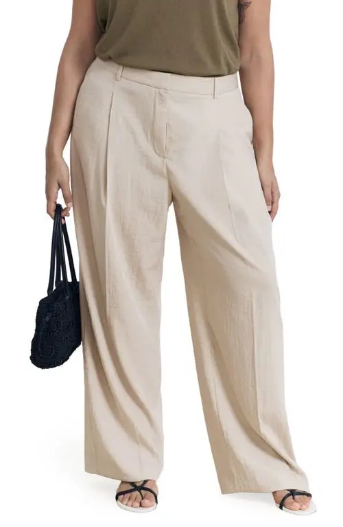 Mango Wide Leg Trousers - Light/pastel Grey