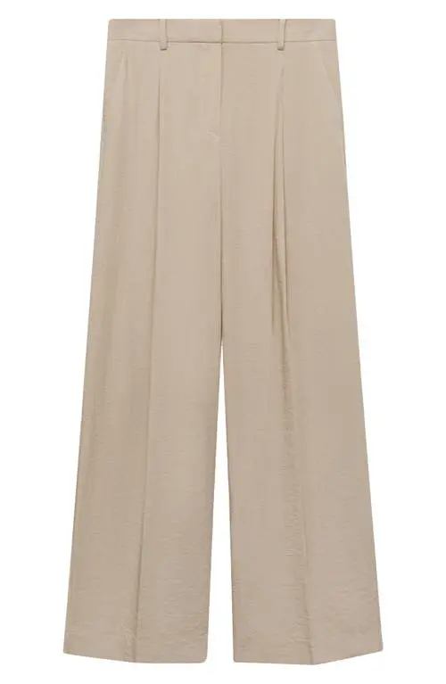 Mango Wide Leg Trousers - Light/pastel Grey