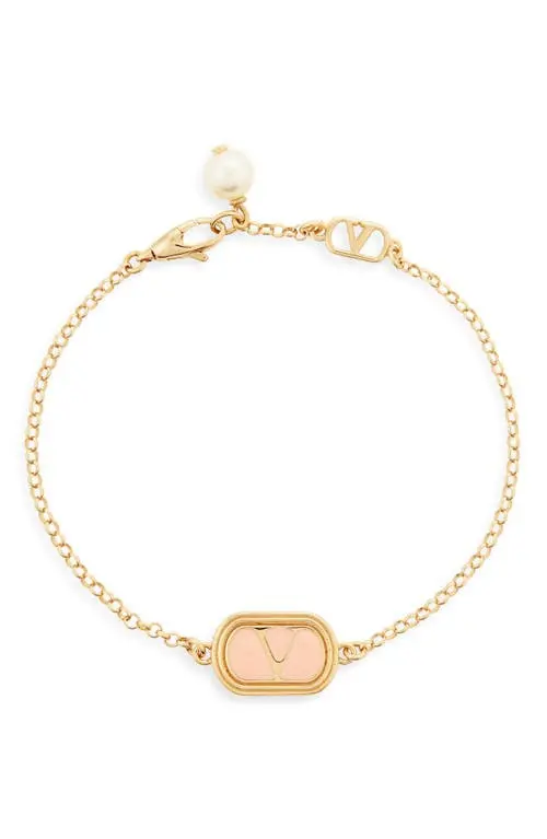 Valentino Garavani Vlogo Ovalette Chain Bracelet - Oro/rosa/cream