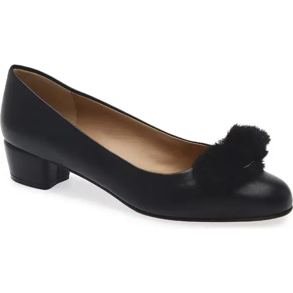 FERRAGAMO Vara Shearling Bow Pump - Nero Biscotto Ai2011