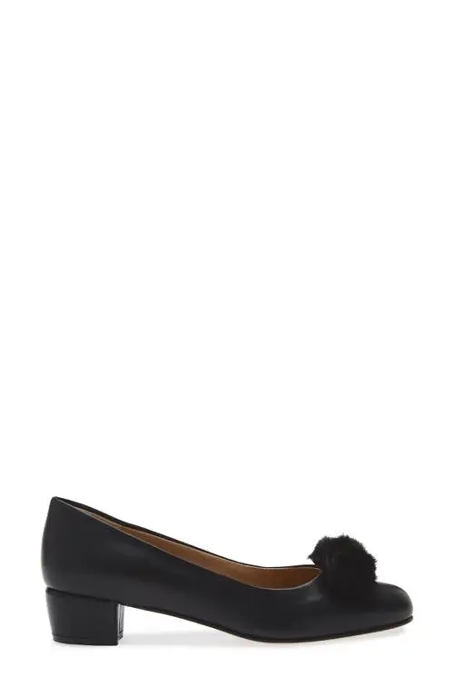 FERRAGAMO Vara Shearling Bow Pump - Nero Biscotto Ai2011